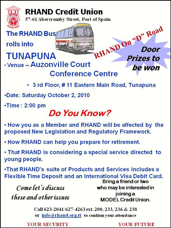 RHAND On D' Road makes its way to the EAST - RHAND Credit Union